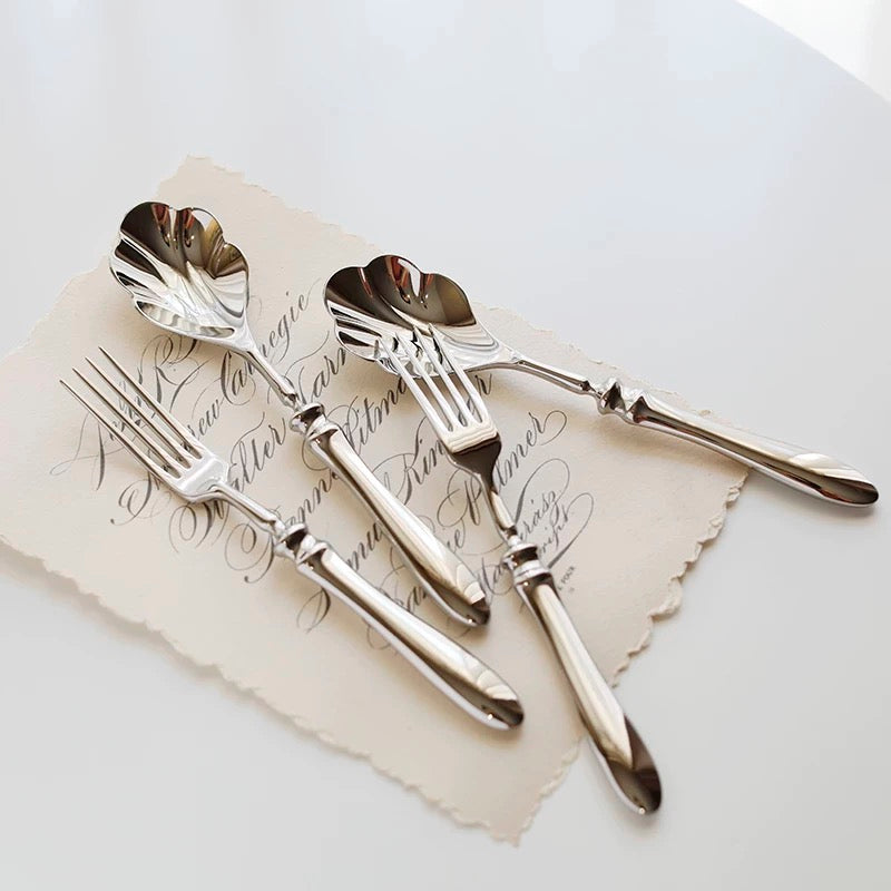 Set Muỗng Nĩa Tráng Miệng Vỏ Sò 4 Món Shell Shape Desert Cutlery Cobra ...