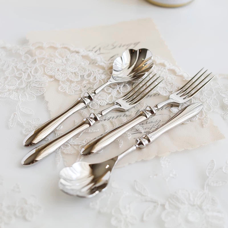 Set Muỗng Nĩa Tráng Miệng Vỏ Sò 4 Món Shell Shape Desert Cutlery Cobra ...